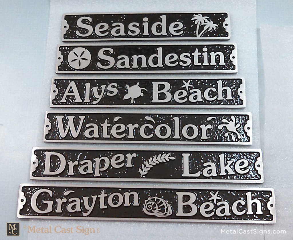 Rosemary Beach – 13″ Door Sign – Metal Cast Sign Co.