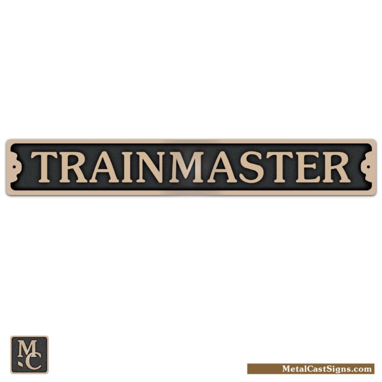 Trainmaster 9″ Railroad Sign – Metal Cast Sign Co.